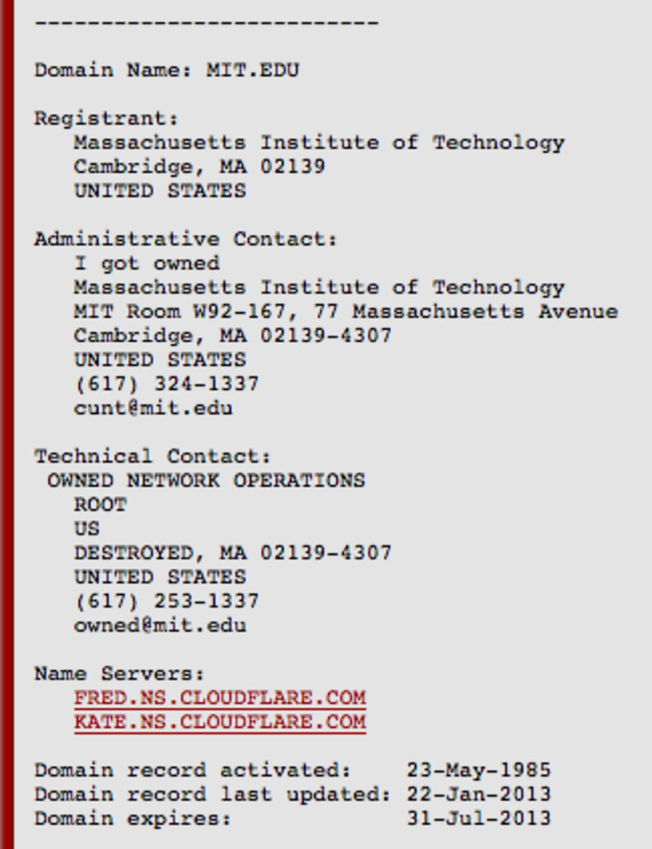 MIT Hacked; Pro-Aaron Swartz Message Left