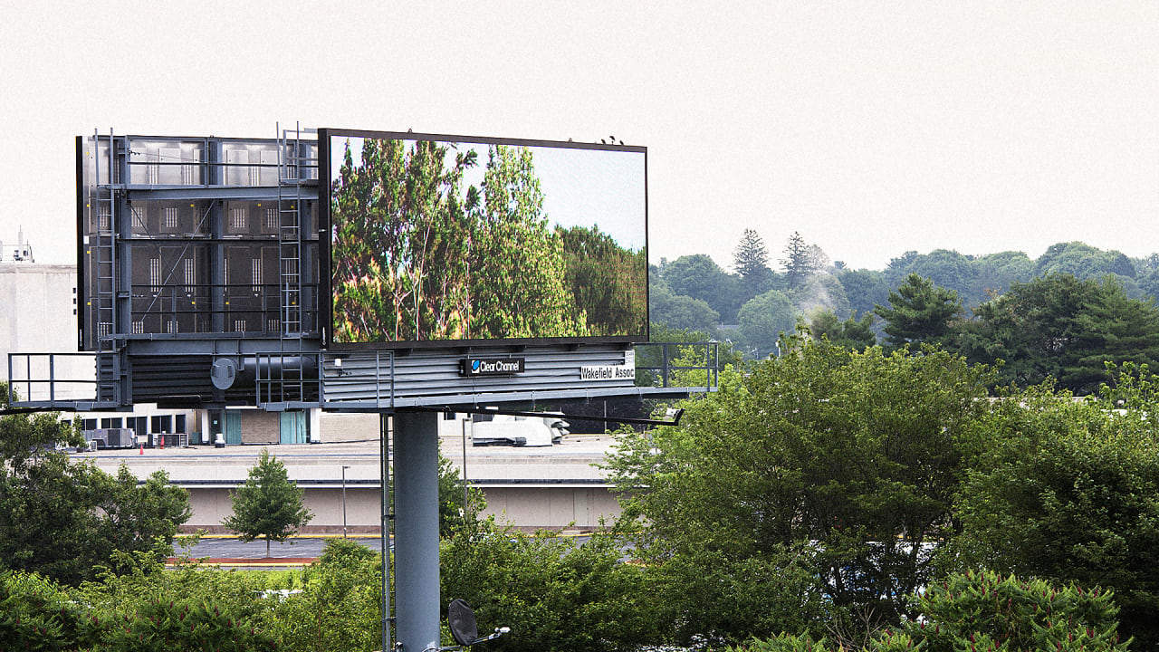 These Highway Billboards Show Trees And The Night Sky Where The Ads Sh