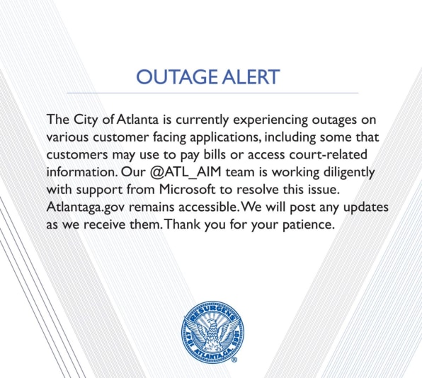 Atlanta mayor cautions public after city computers hit by ransomware