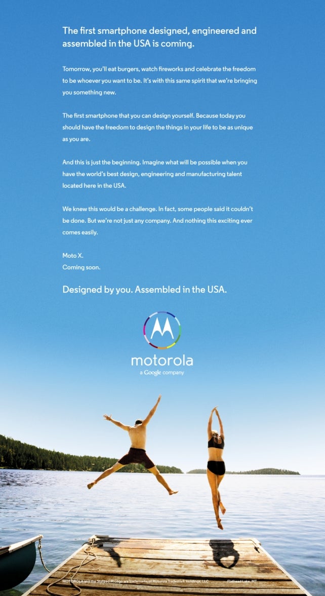 Motorola Unveils Patriotic Ad For Moto X Smartphone Just In Time For I