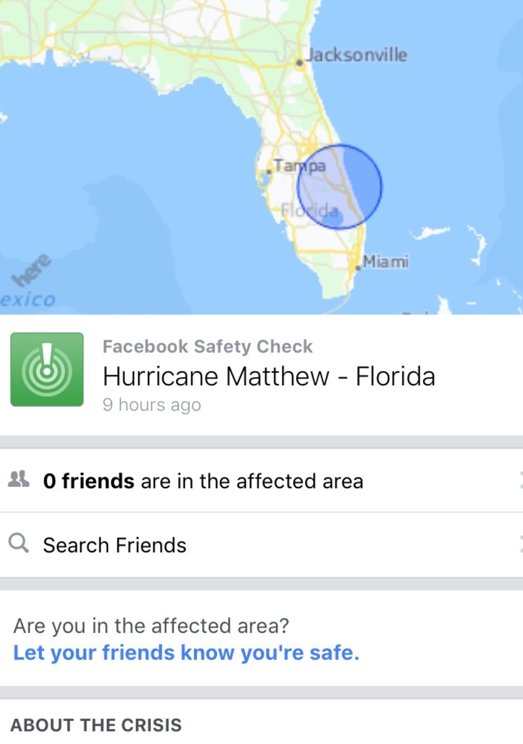 Facebook activates Safety Check for users in the path of Hurricane Mat