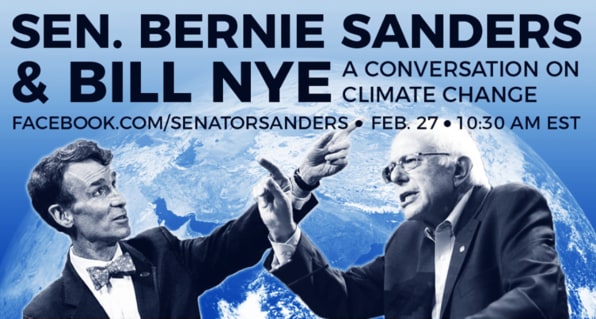 Watch Bernie Sanders and Bill Nye discuss climate change on Facebook L