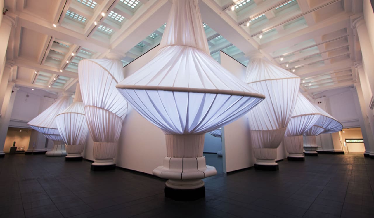 Time-Lapse Video Shows 16 Giant Fabric Canopies Being Installed