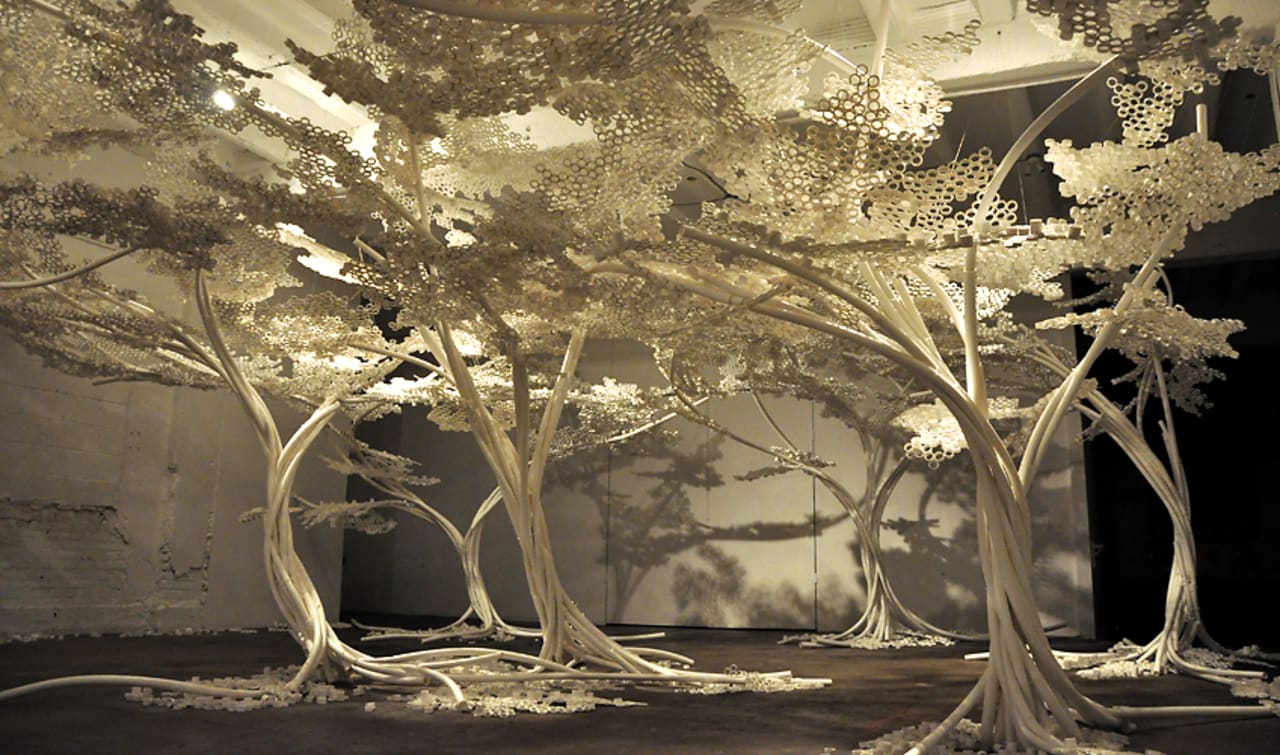 Fake Plastic Trees Evoke D.C.’s Famed Cherry Blossoms