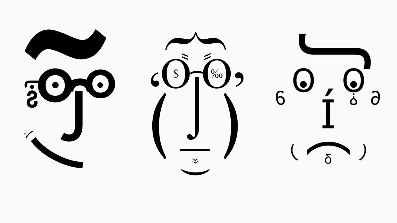 A Face Drawn Using Only Letters From Comic Sans
