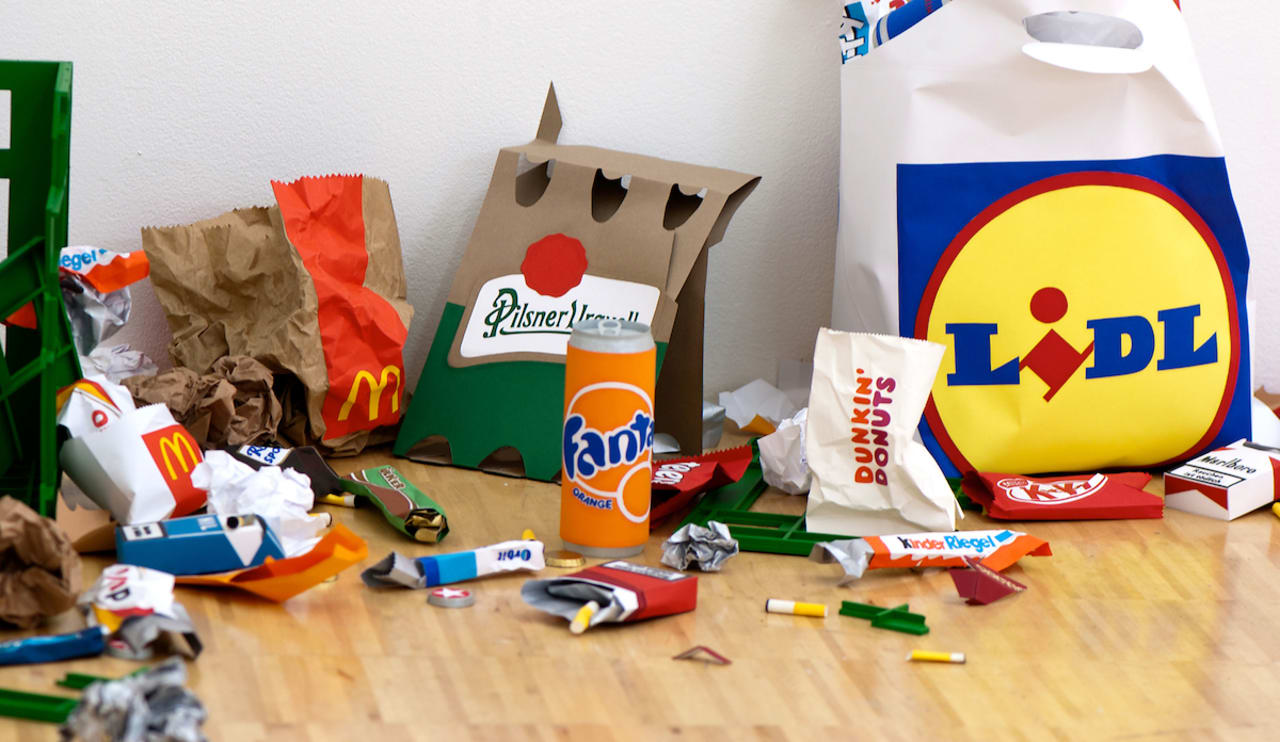 Sculptures Of Trash, Made With Paper And Discarded In A Gallery