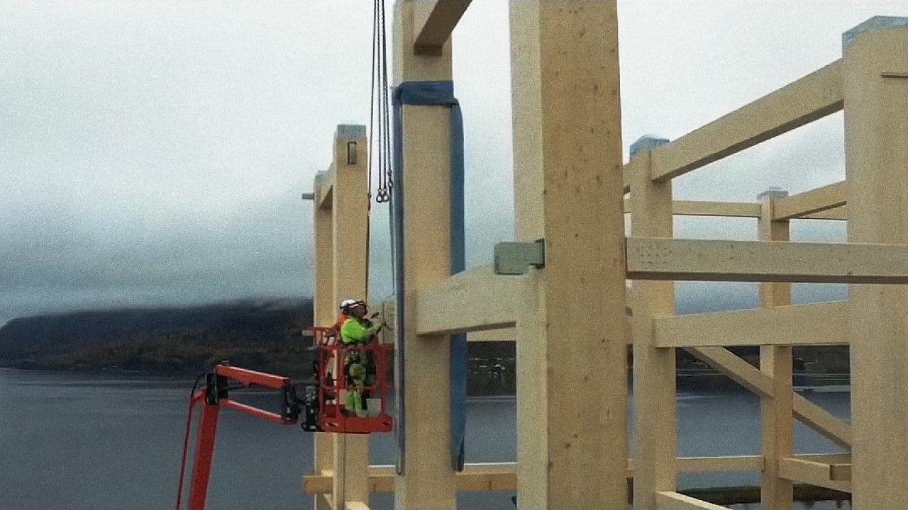 Video of the Mjøstårnet, the future tallest wood building in the world