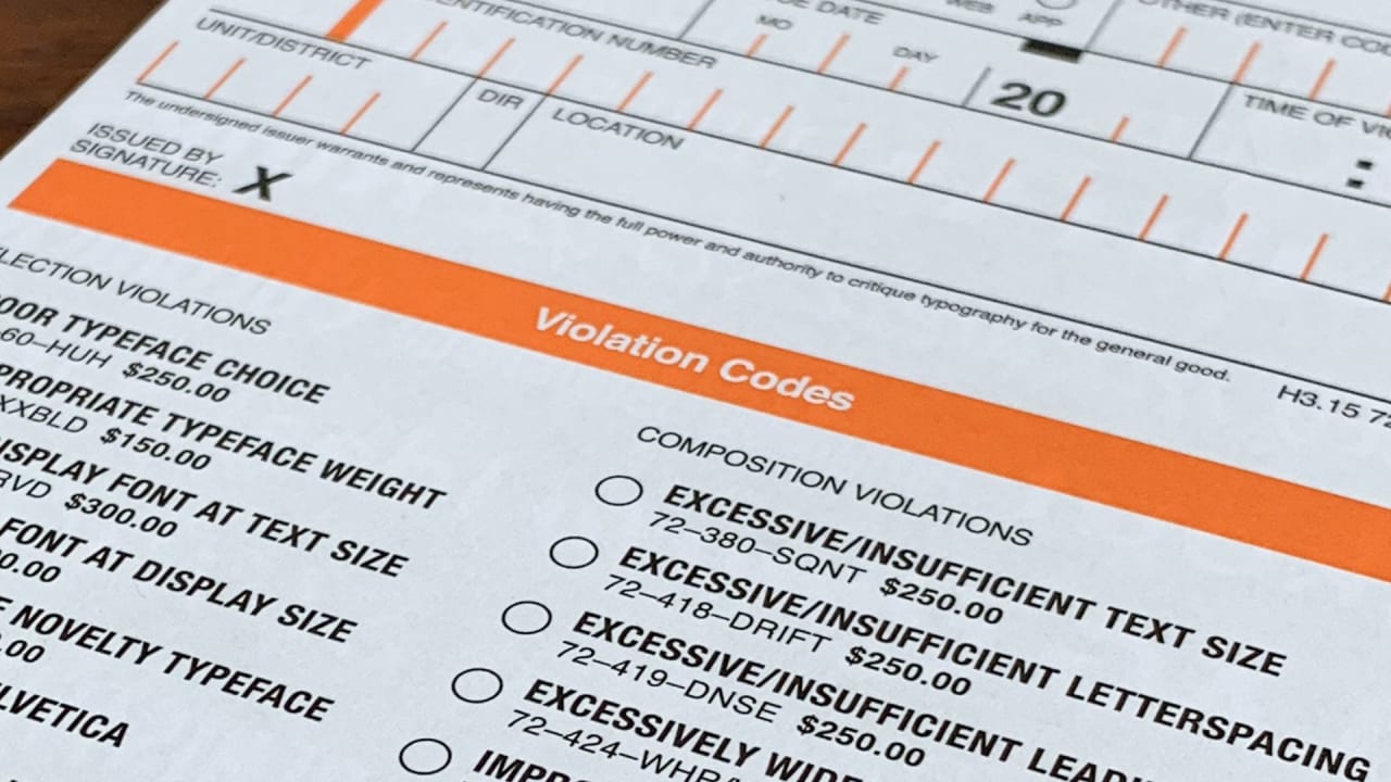 The Typographic Ticket Book lets you write up design crimes