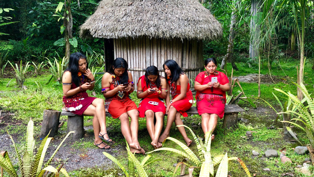Indigenous women record videos of their traditional knowledge