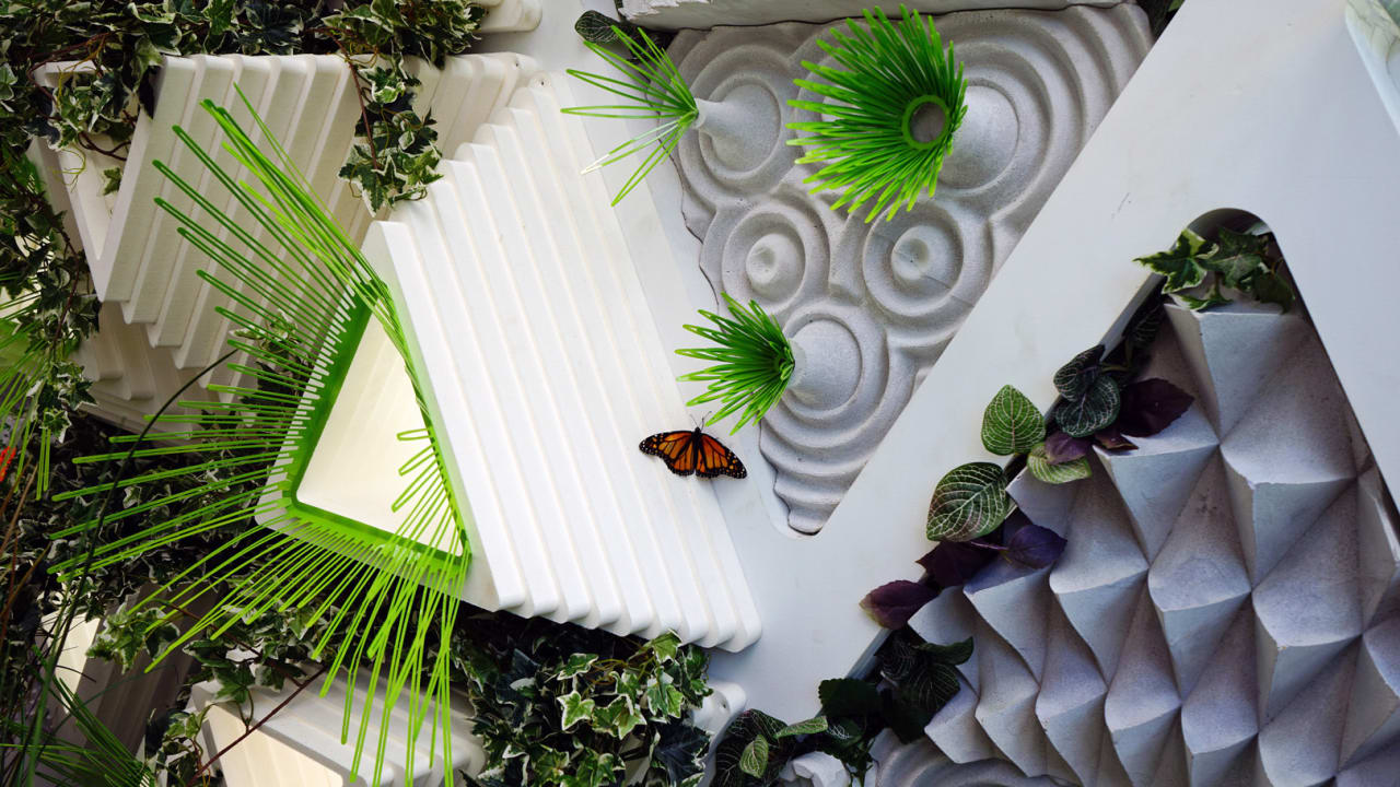 This office building is also a butterfly sanctuary