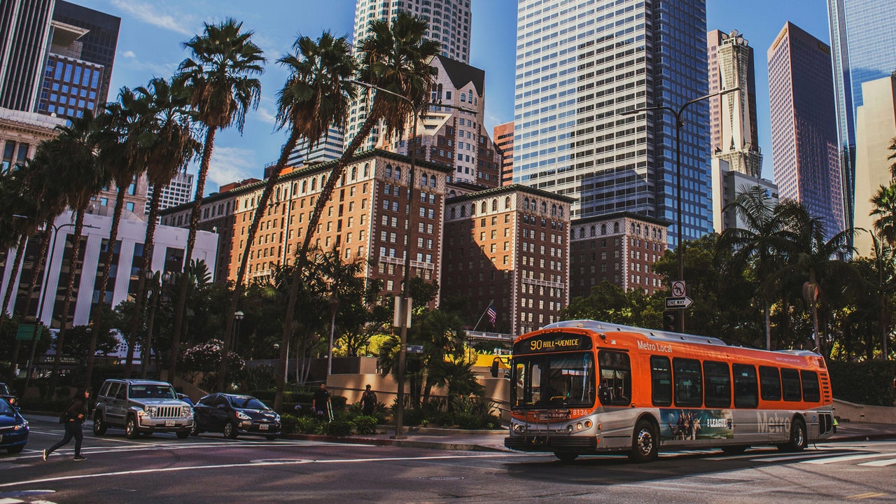 Watch a bus in a bus-only lane fly through L.A. traffic