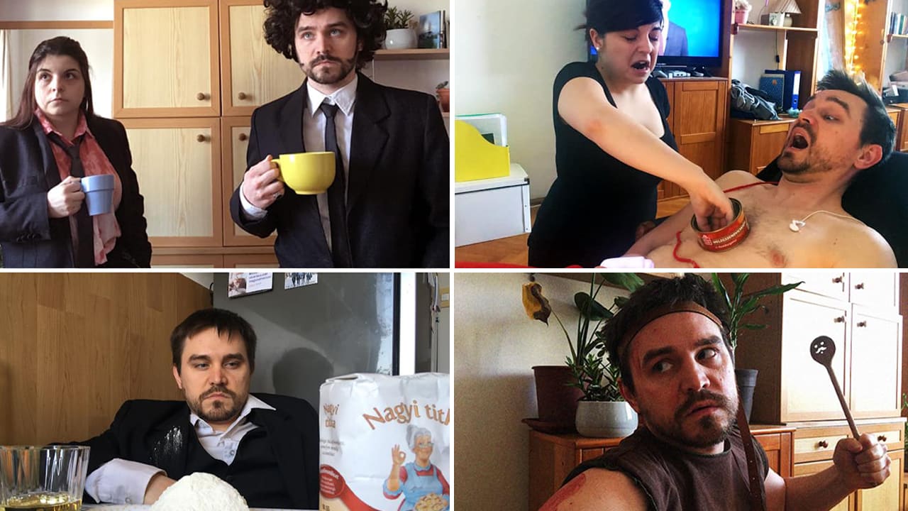 A quarantined couple recreates iconic movie moments at home
