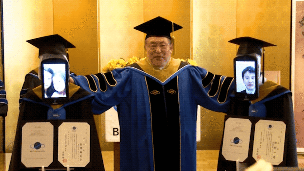 Lucky students at a Tokyo school graduate as robots