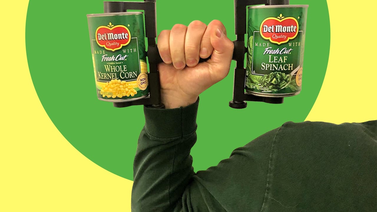 This quarantine home workout device uses cans for weights