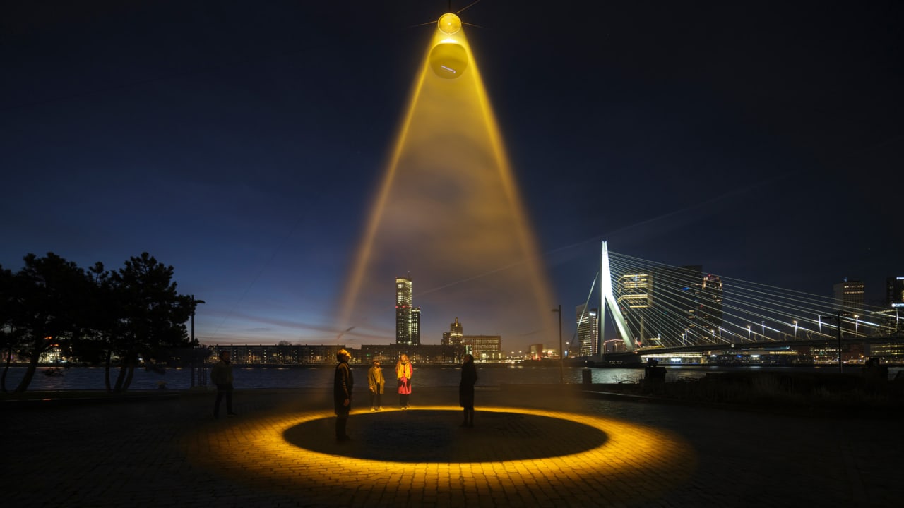 Studio Roosegaarde's massive light fixture could disinfect public spac