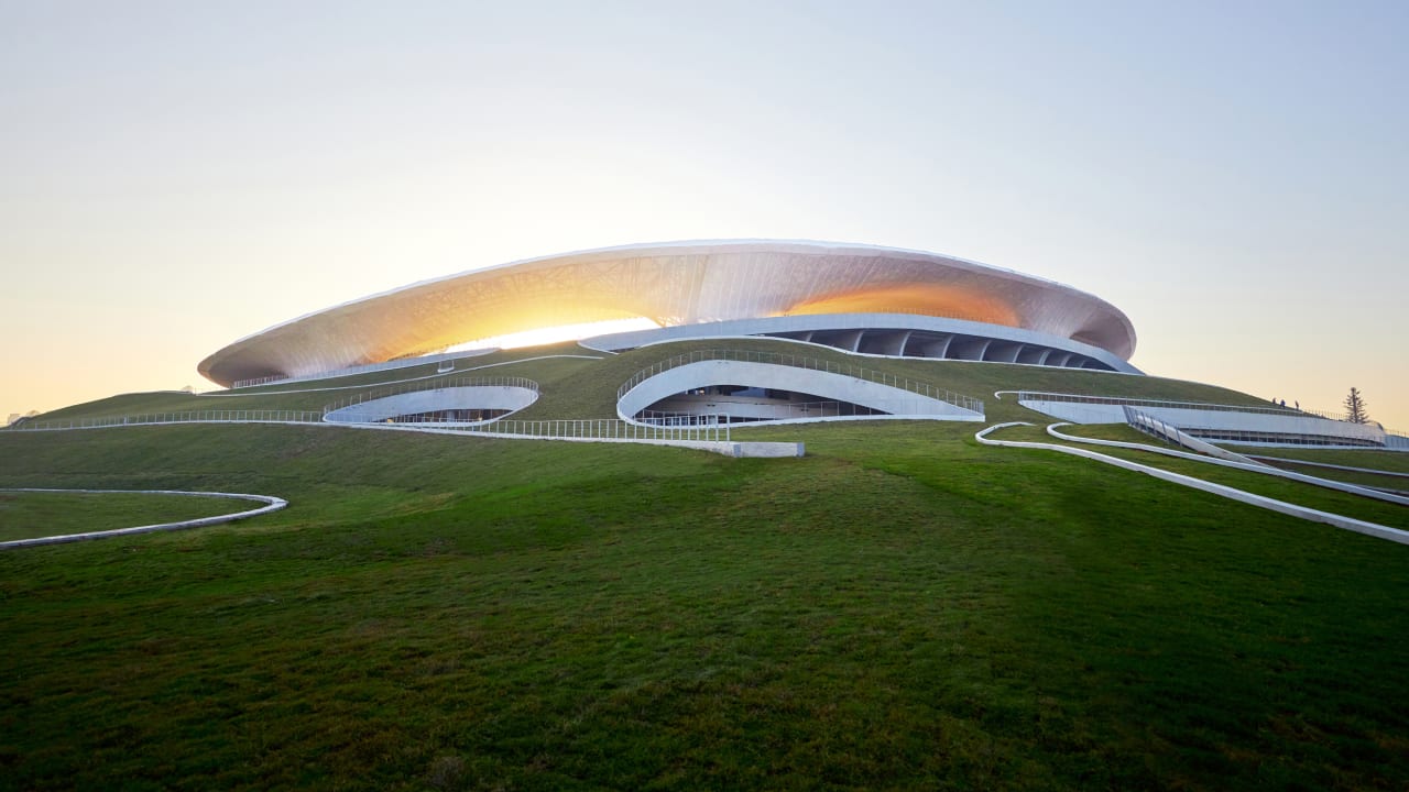 China's new sports stadium in Quzhou doubles as land art