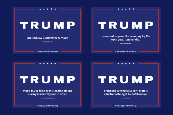 Sly phone filter replaces Trump slogan with facts about his disastrous