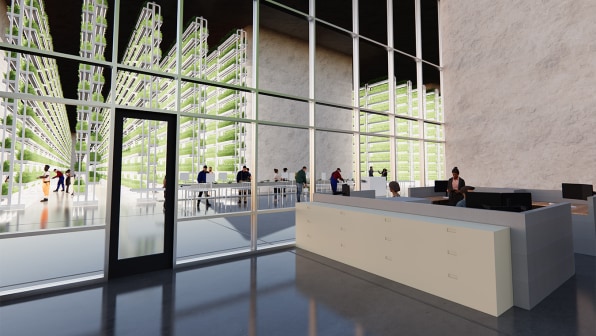 This inverted building saves energy because it's 300 feet underground