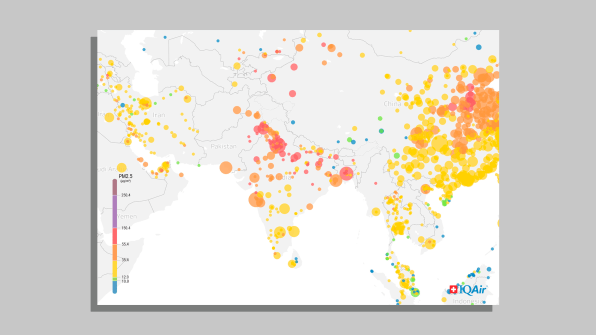 This map shows how air pollution changed in 2020