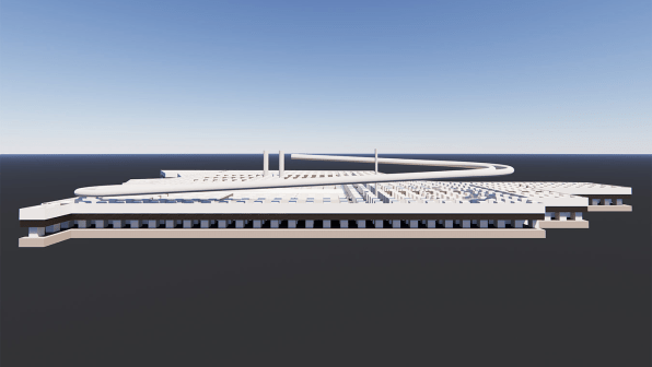 This inverted building saves energy because it's 300 feet underground