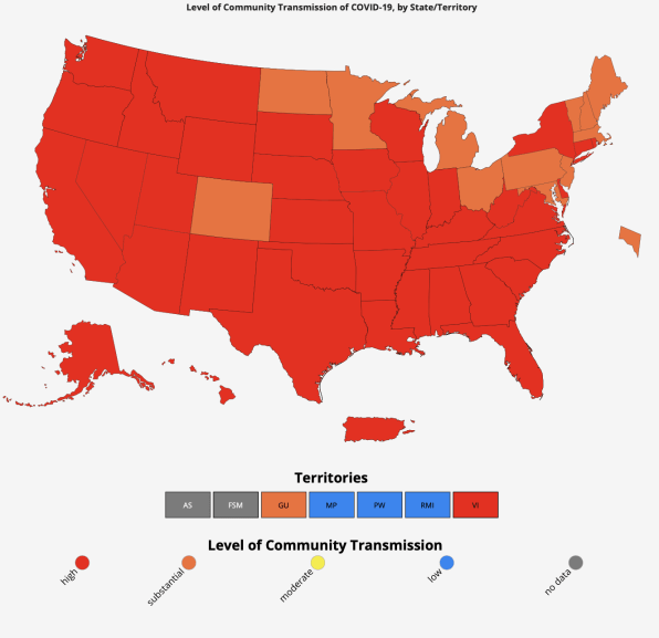 COVID: 38 states are at the CDC’s highest threat level