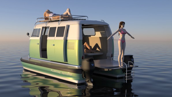 I hate myself for loving this whimsical VW bus pontoon boat
