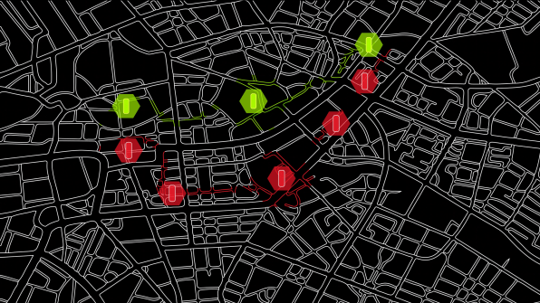 The Tether bike light projects a buffer zone around your bike
