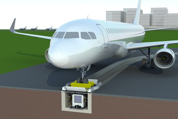 A Boeing 747 burns one ton of fuel while taxiing. This electric towing