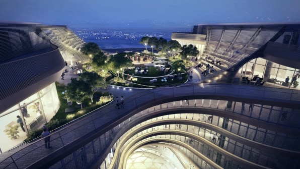 This stunning office has a 16-story public park spiraling up its cente