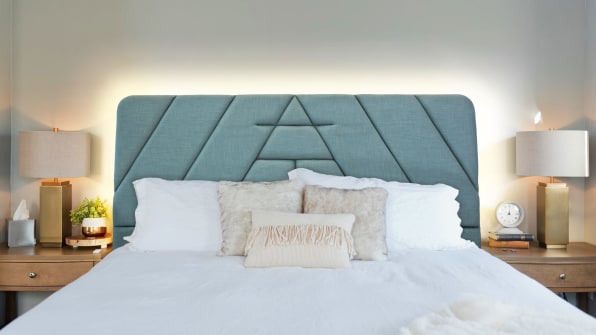 This air-filtering headboard turns a bed into a clean room