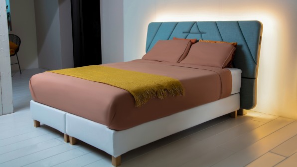 This air-filtering headboard turns a bed into a clean room