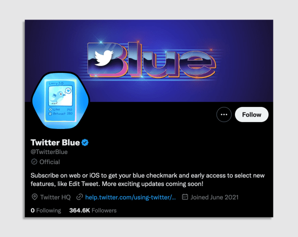 The Twitter Blue branding is perfectly awful