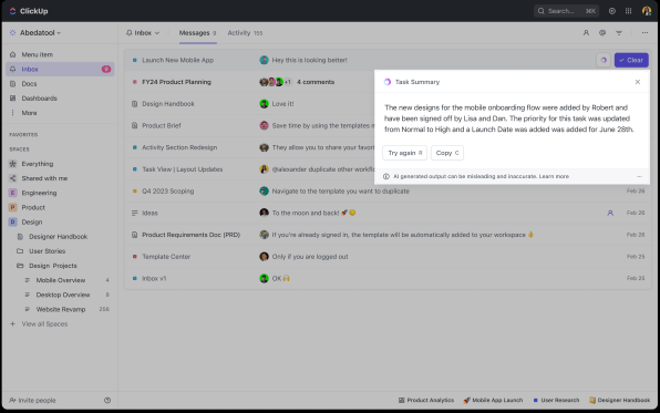 ClickUp goes beyond project management with new AI features